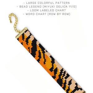 Tiger Print Loom Pattern for Beaded Bracelet Animal Pattern - Etsy