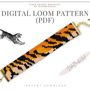Tiger Print Loom Pattern for Beaded Bracelet Animal Pattern - Etsy