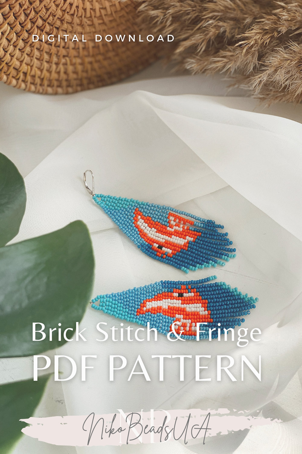 Tropical Fish Brick Stitch Pattern for Fringe Beaded Earrings | Etsy
