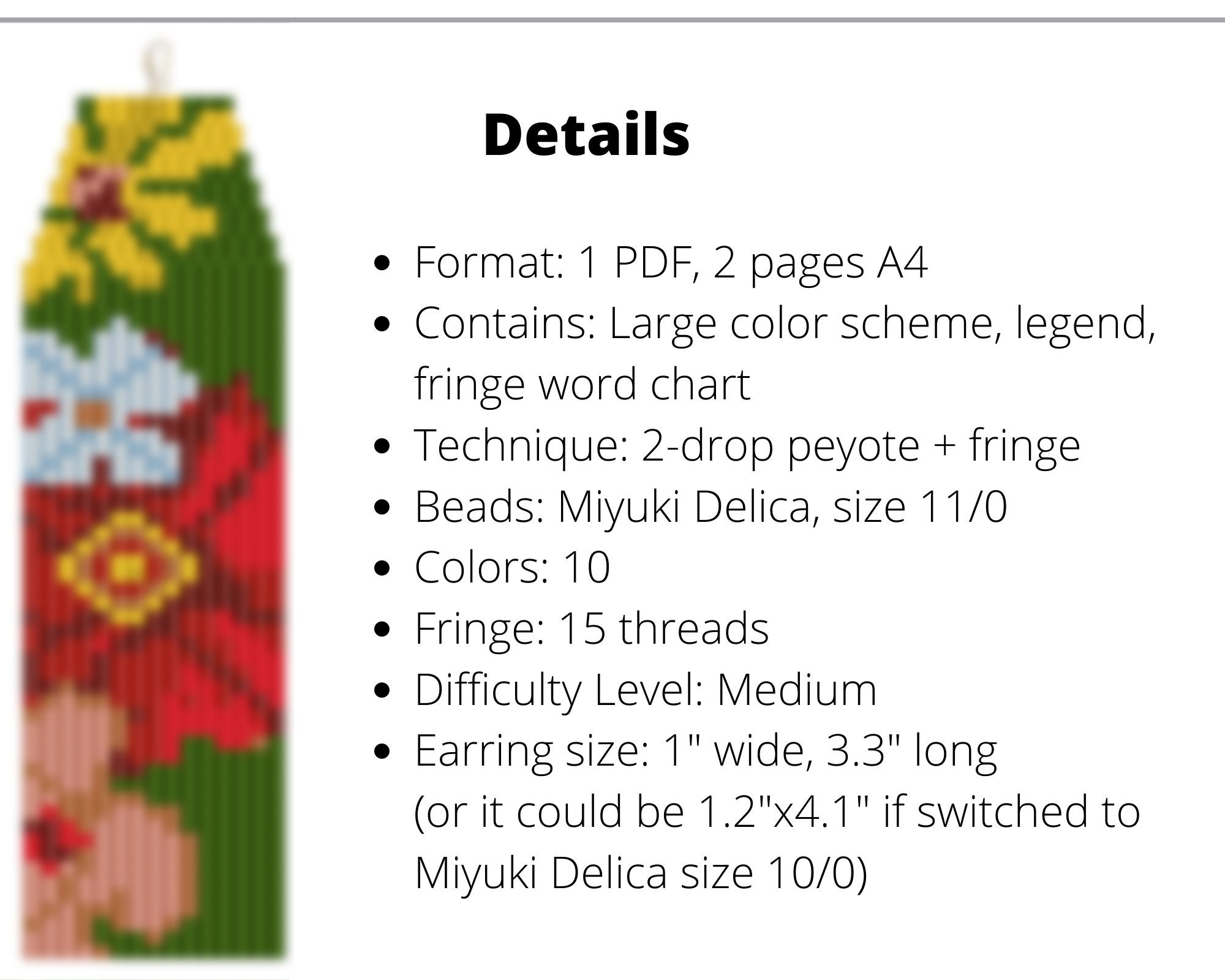 Summer Flowers Brick Stitch Pattern for Fringe Beaded - Etsy