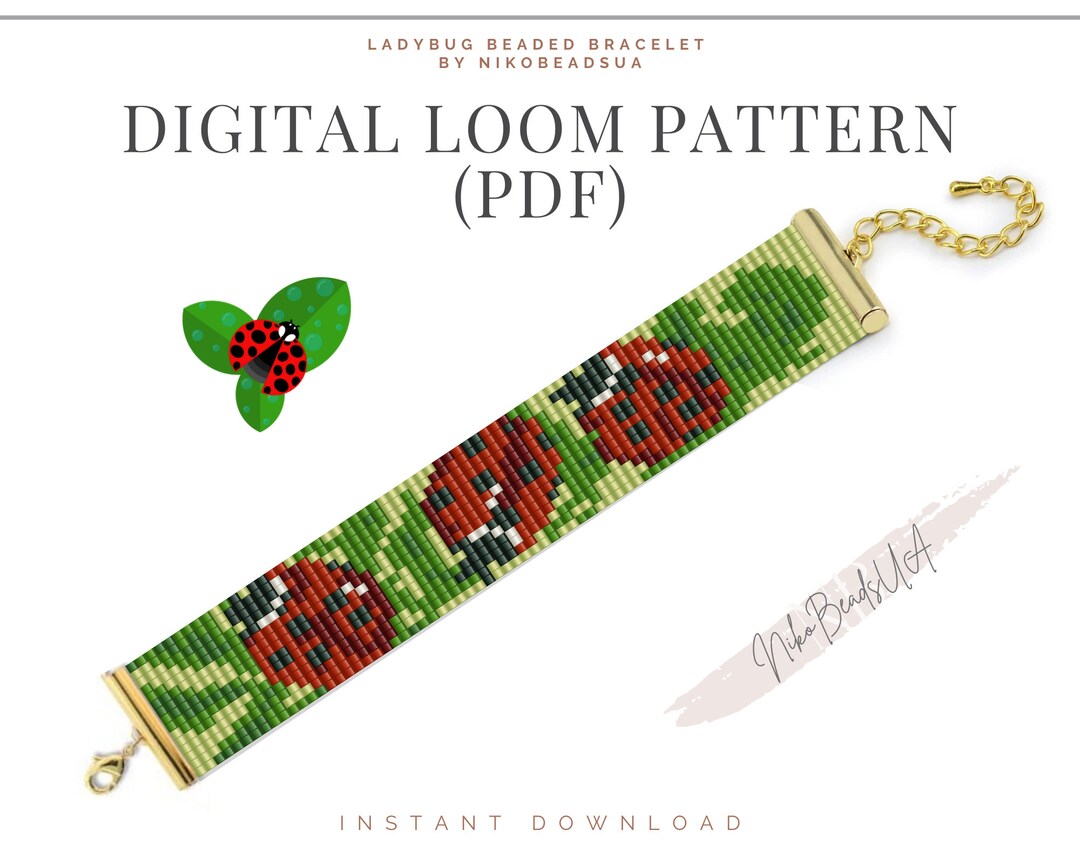 Ladybug Loom Pattern for Beaded Bracelet, Summer Pattern, DIY Beaded ...
