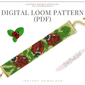 Ladybug Loom Pattern for Beaded Bracelet, Summer Pattern, DIY Beaded ...