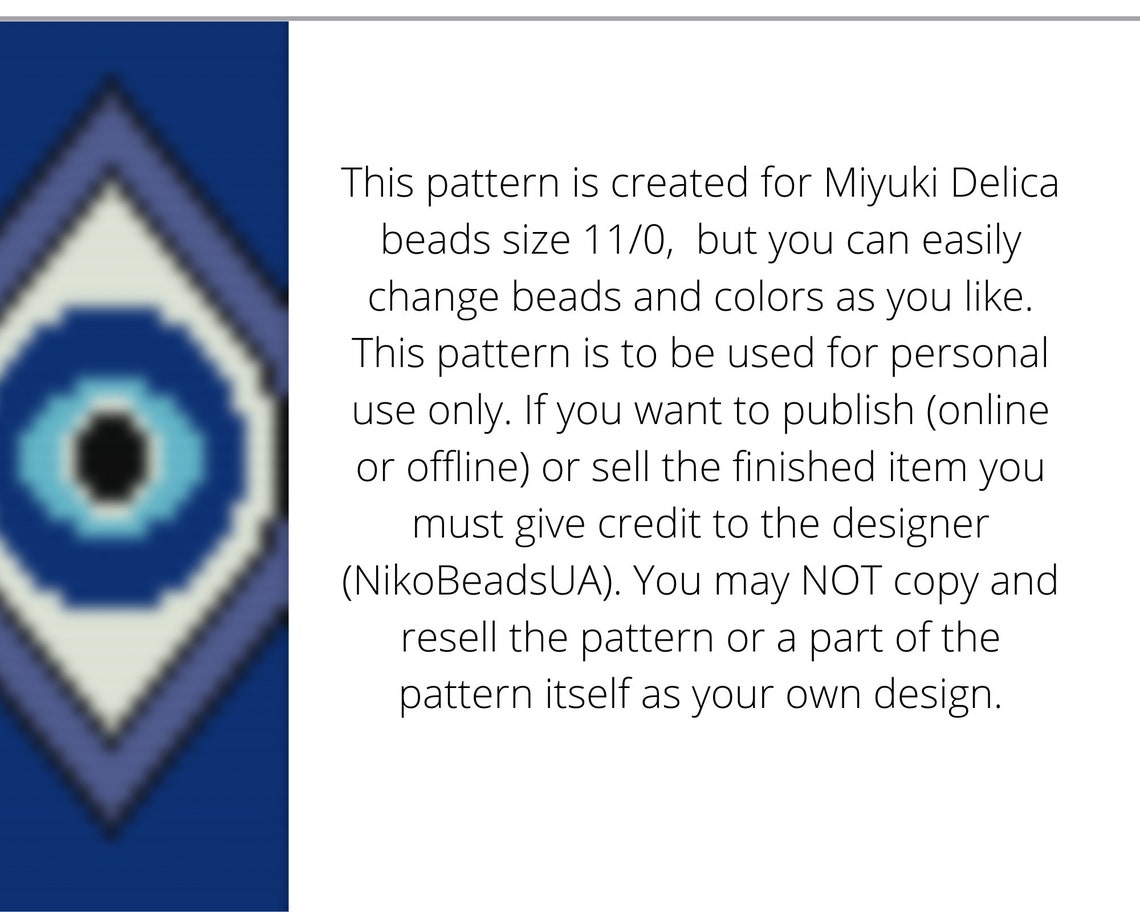 Evil Eye Loom Pattern for Beaded Bracelet, Amulet Pattern, DIY Beaded ...