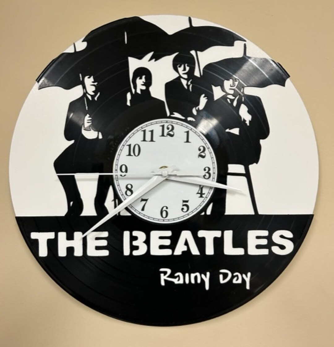 Laser CNC Cut Vinyl Record Album Clock - THE BEATLES Rainy Day - Etsy