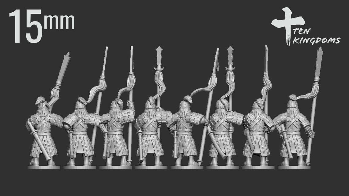 15mm Jurchen-jin Spear Hv Armoured Foot (TGM-7 Resin) Ten Kingdom ...