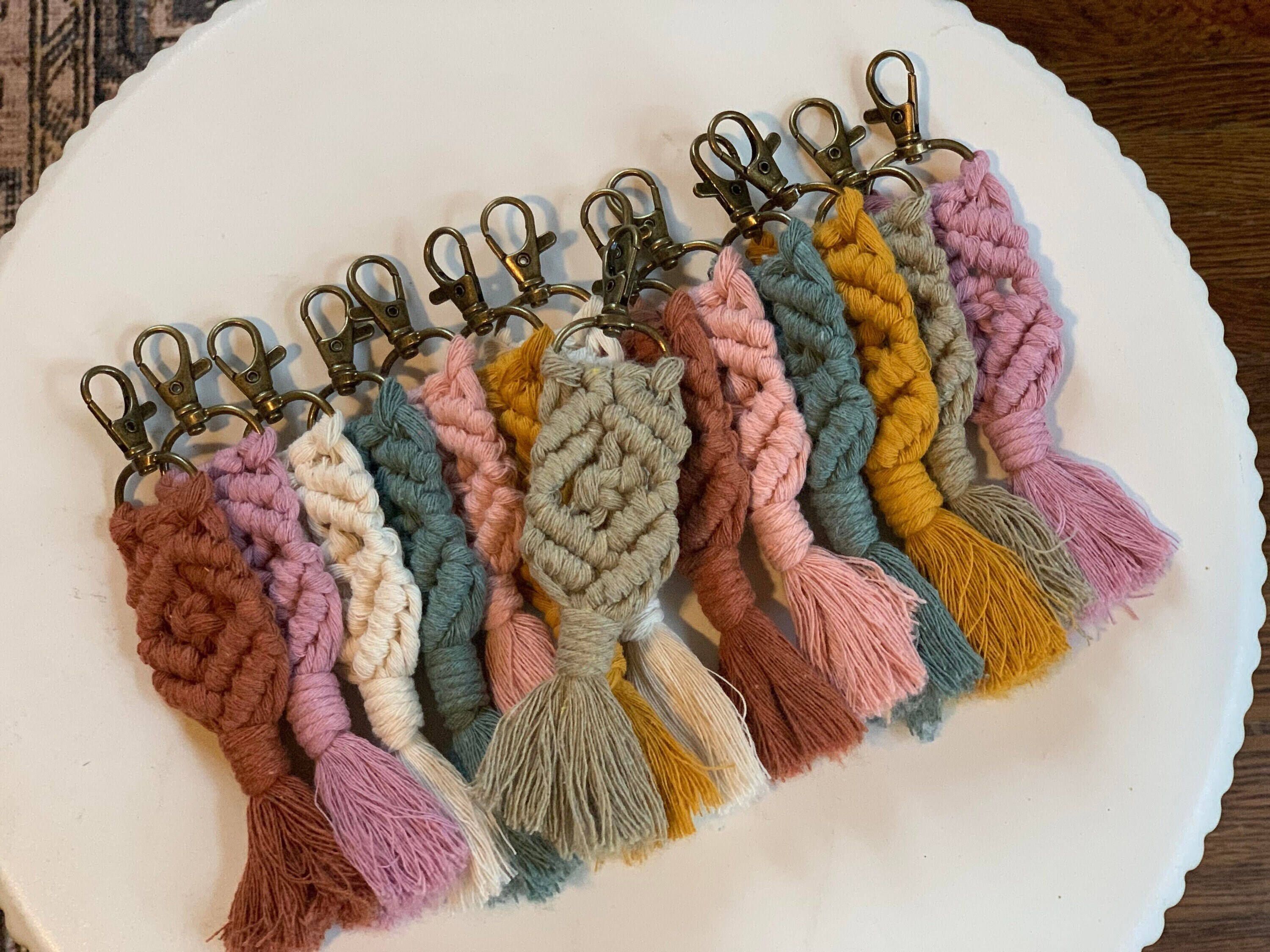 Diamond Weave Macrame Keychain Fabric Keychain Lobster Claw Keychain - Etsy