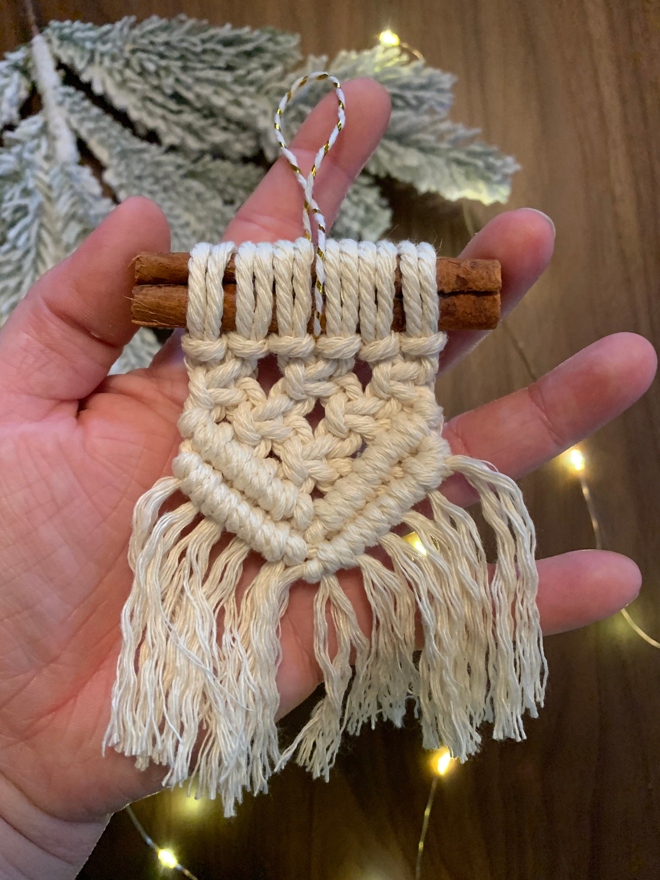 Cinnamon Stick Macrame Ornament Mini Macrame Macrame | Etsy