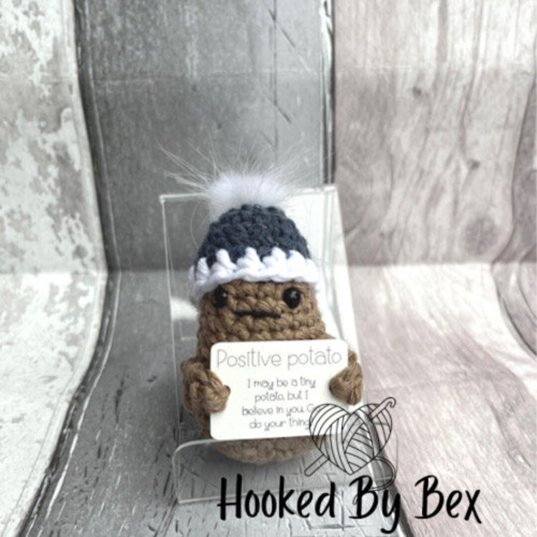 Positive Potato Hats Only - Tiny Denim Crochet Bobble Hat, Positive ...