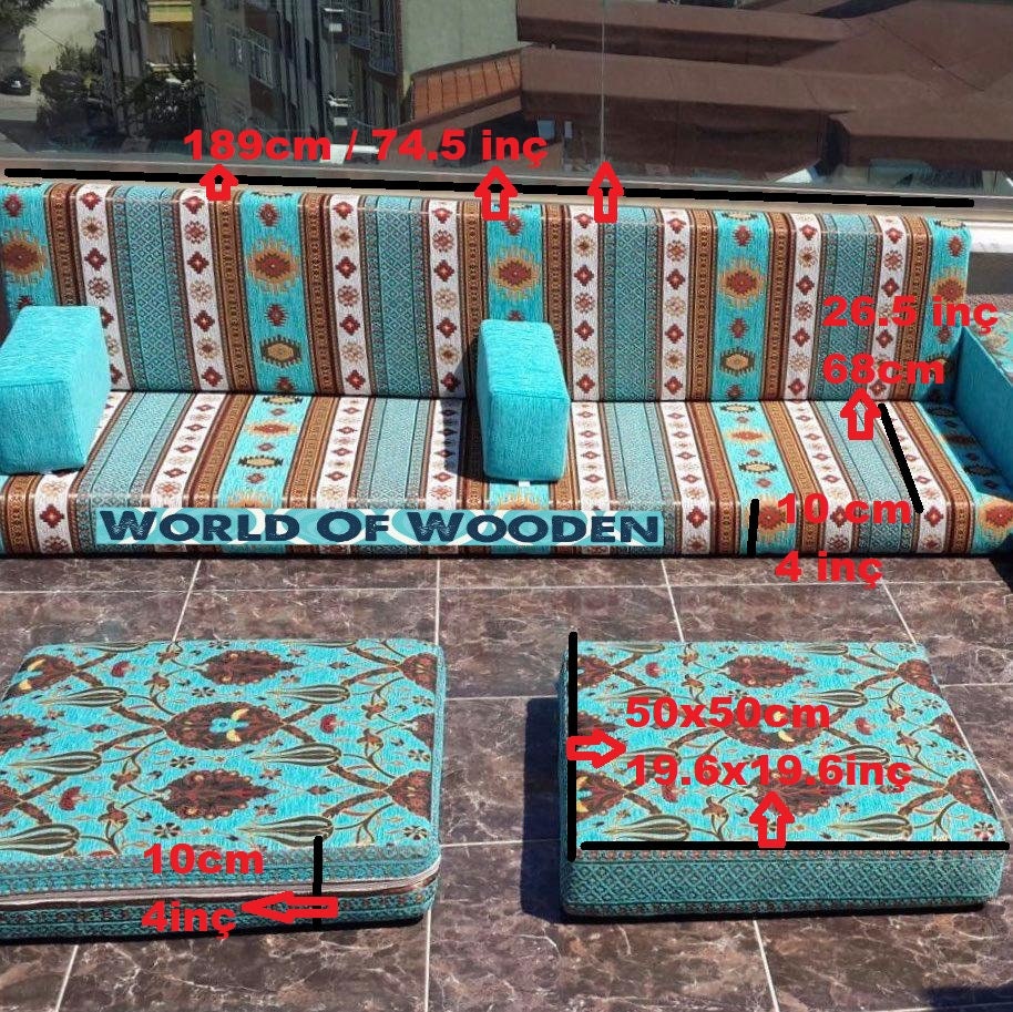 Blue Floor Seat Pouffe and Consoles Home Decoration Couch | Etsy