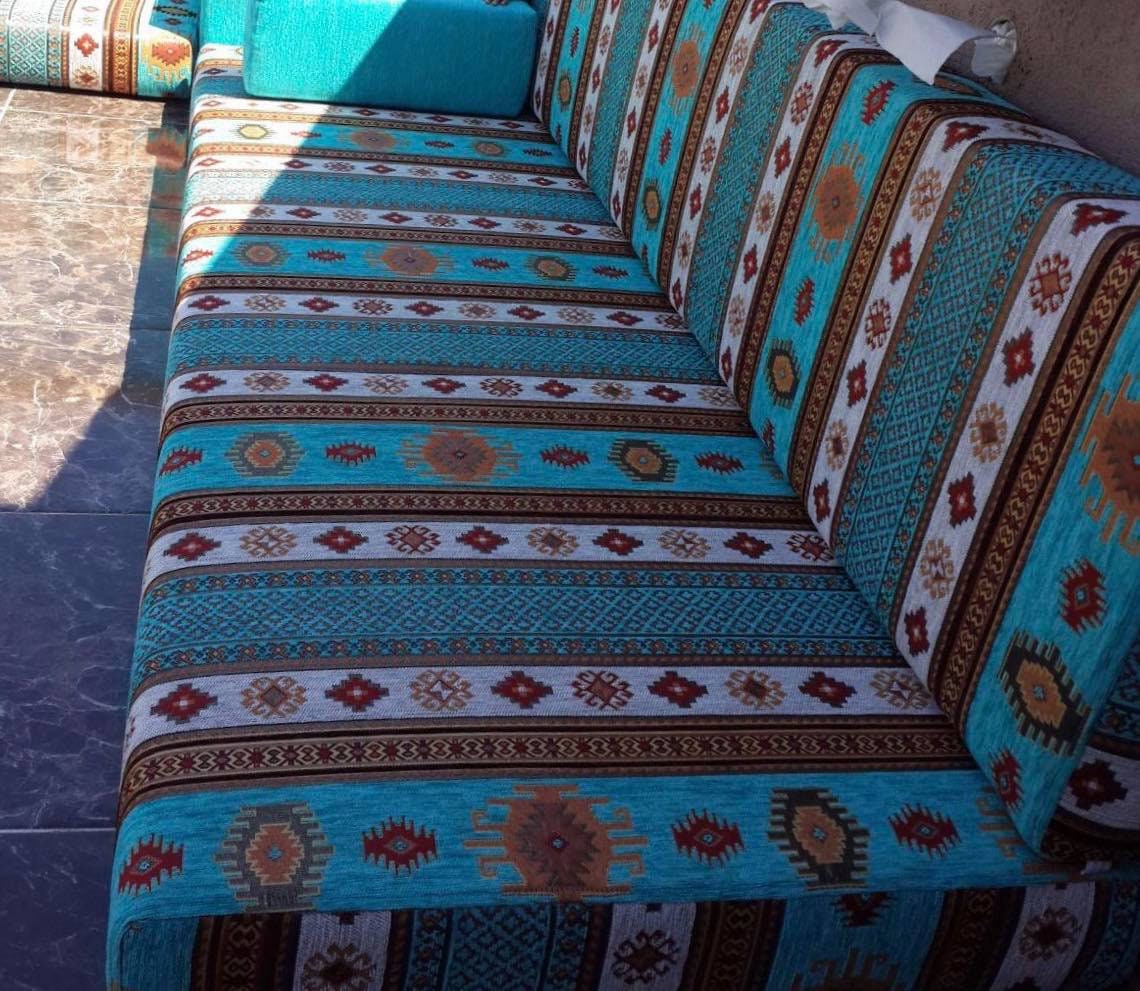 Blue Floor Seat Pouffe and Consoles Home Decoration Couch | Etsy