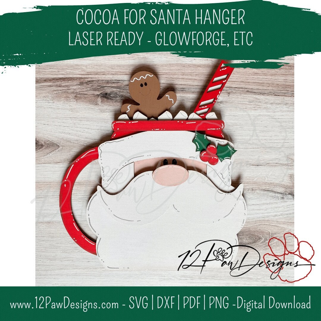 Cocoa for Santa Hanger, Christmas Decor, Santa Cocoa, Santa, Wall/door ...