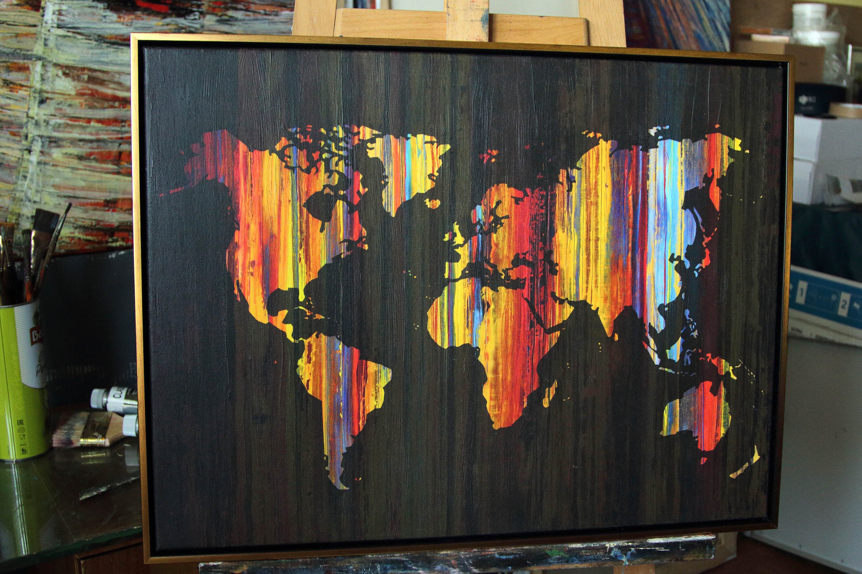 Colorful World Map, Print Art Poster, Modern Wall Decor, Abstract ...