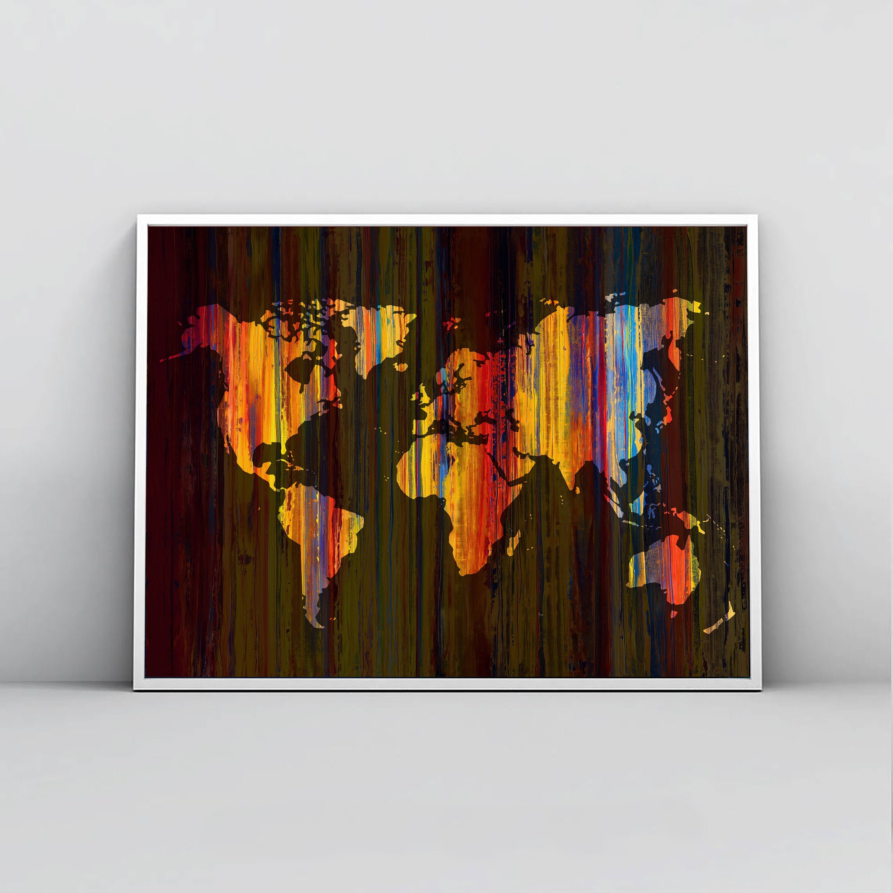 Colorful World Map Art Print: Travel Decor (digital Download) - Etsy