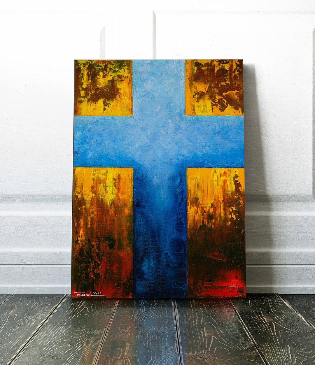 Abstract Print Salvation Through the Cross, Original Painting Prophetic ...