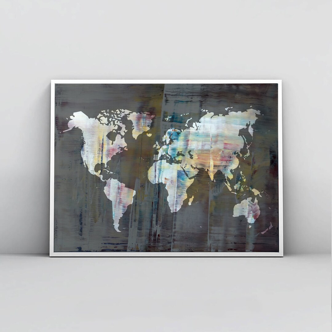 DIGITAL DOWNLOAD, Colorful World Map Printable Wall Art Poster Print ...