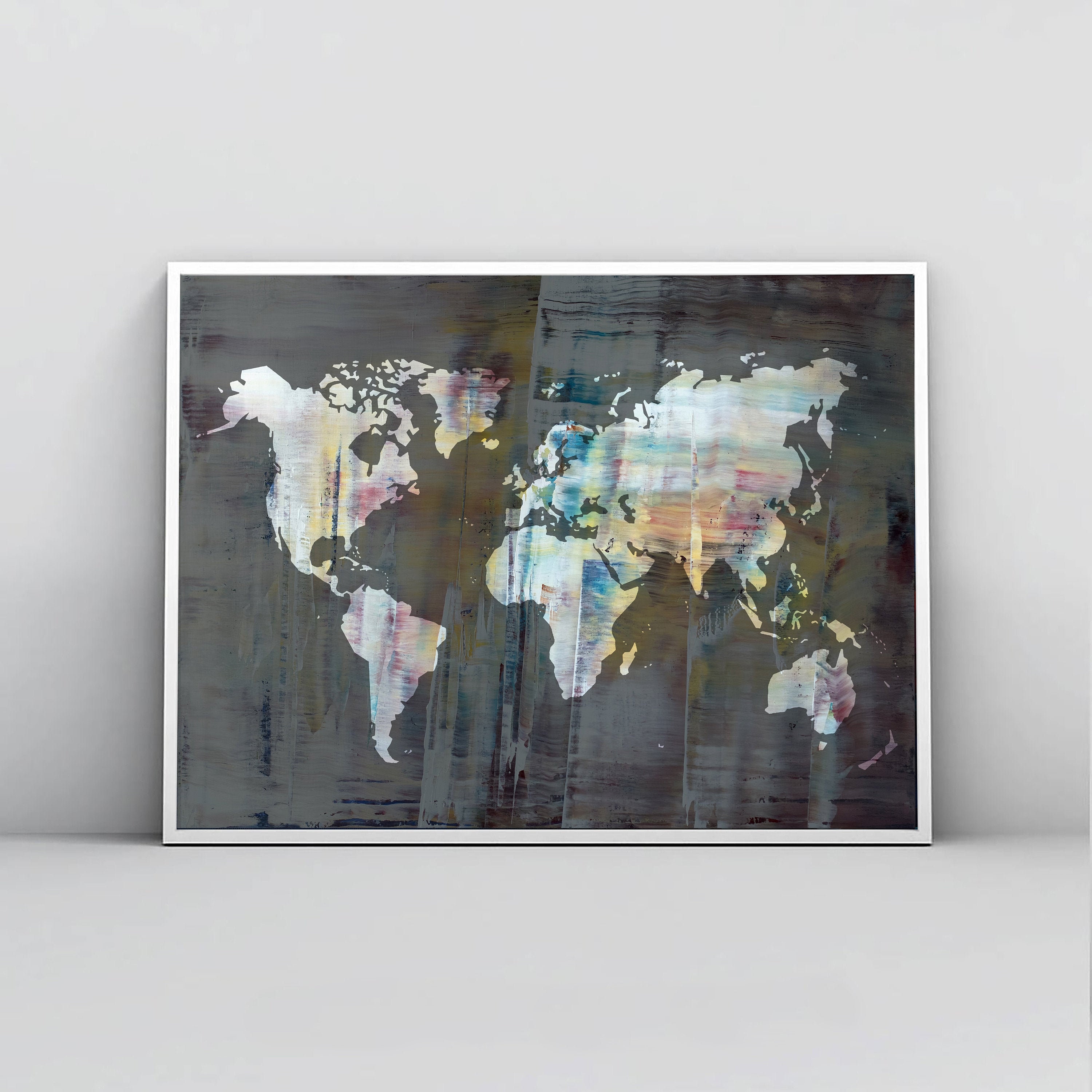 DIGITAL DOWNLOAD Colorful World Map Printable Wall Art Poster - Etsy
