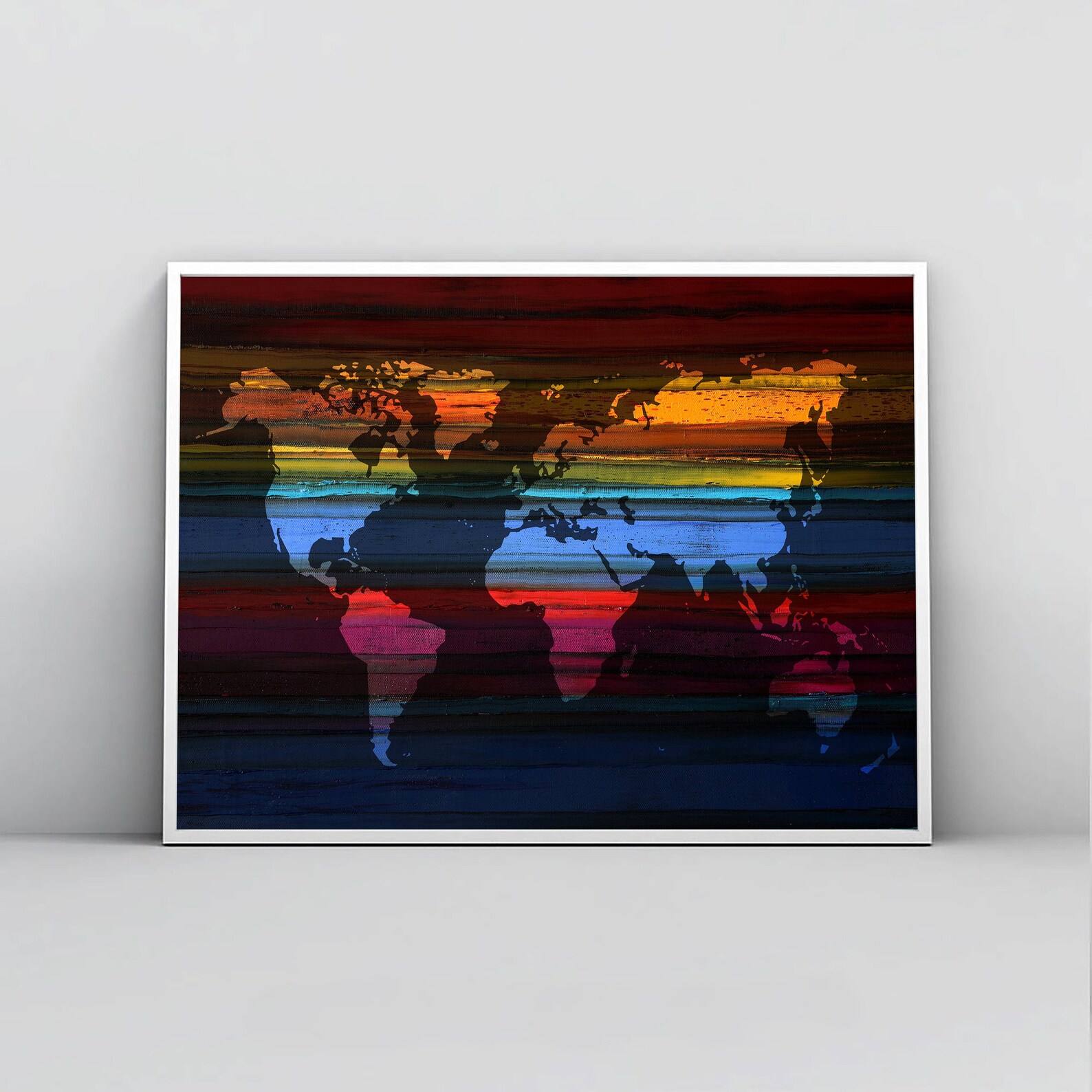 DIGITAL DOWNLOAD, Colorful World Map Printable Wall Art Poster Print ...