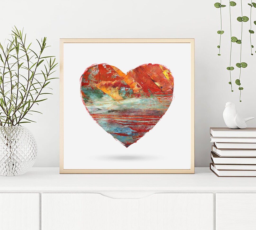 Abstract Heart Art Print: Red Love Sign (digital Download) - Etsy