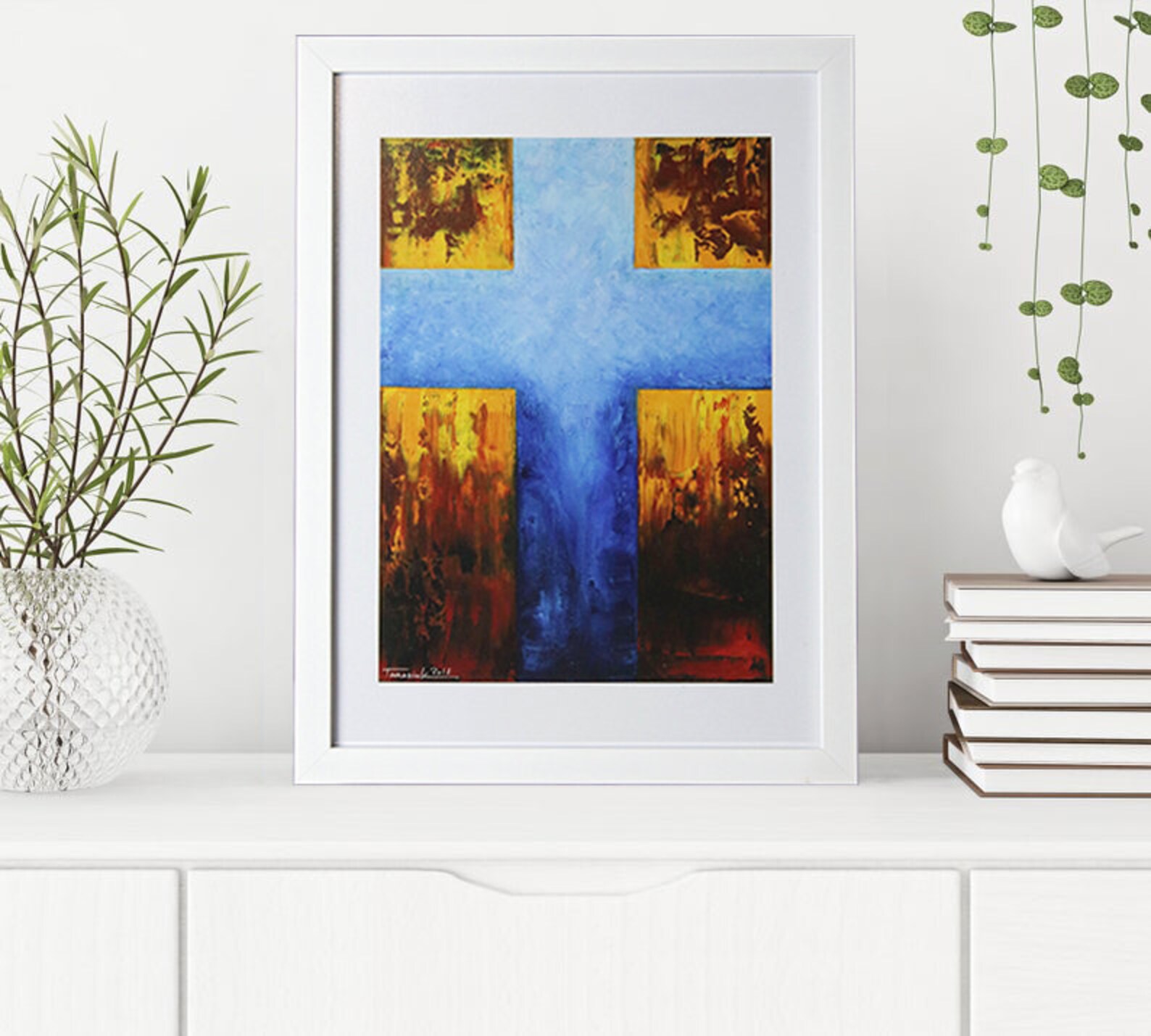 Abstract Print Salvation Through the Cross, Original Painting Prophetic ...