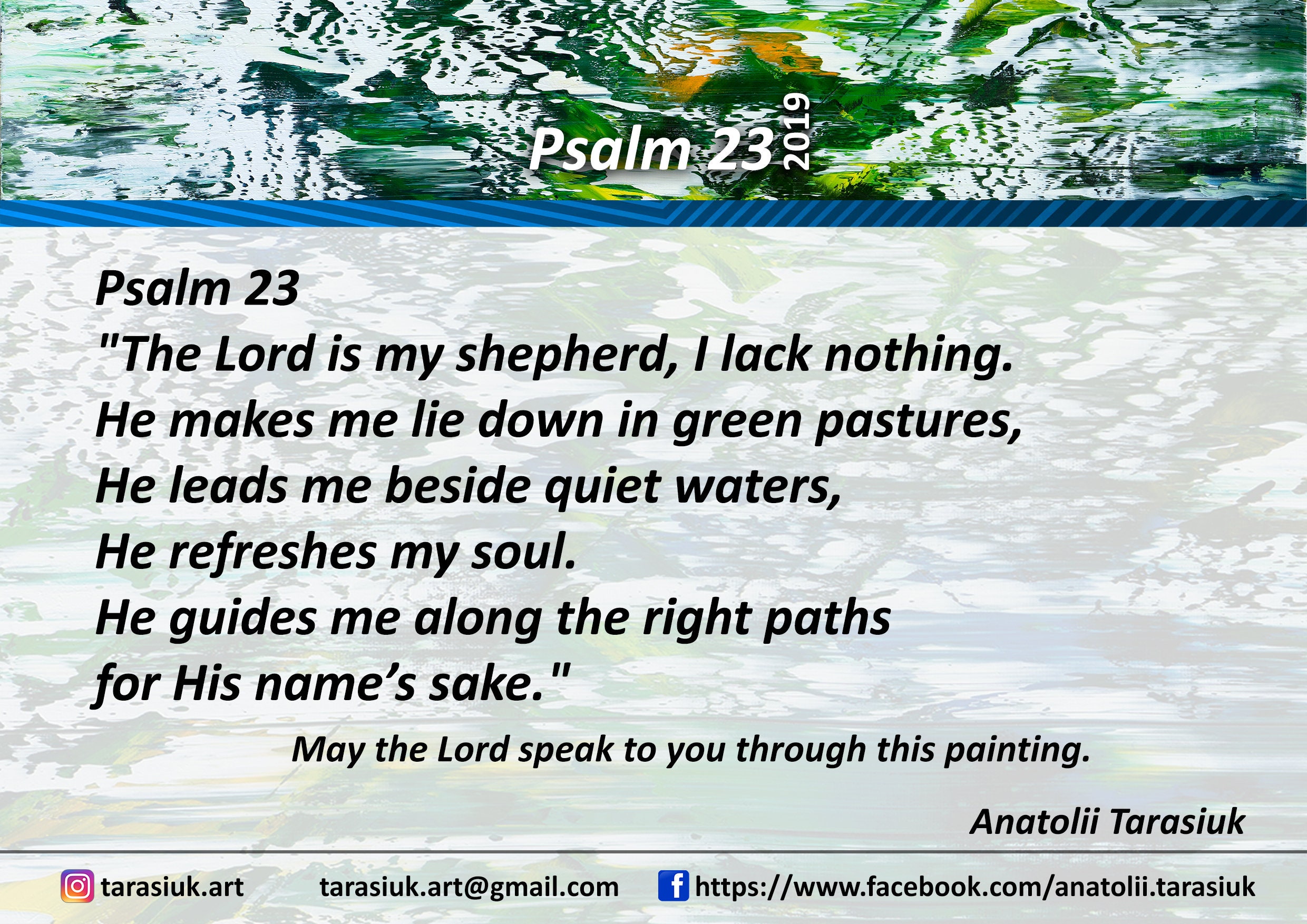Abstract Print Psalm 23:2, Original Painting Prophetic Art Christian ...
