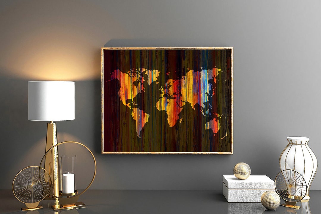 Colorful World Map Art Print: Travel Decor (digital Download) - Etsy