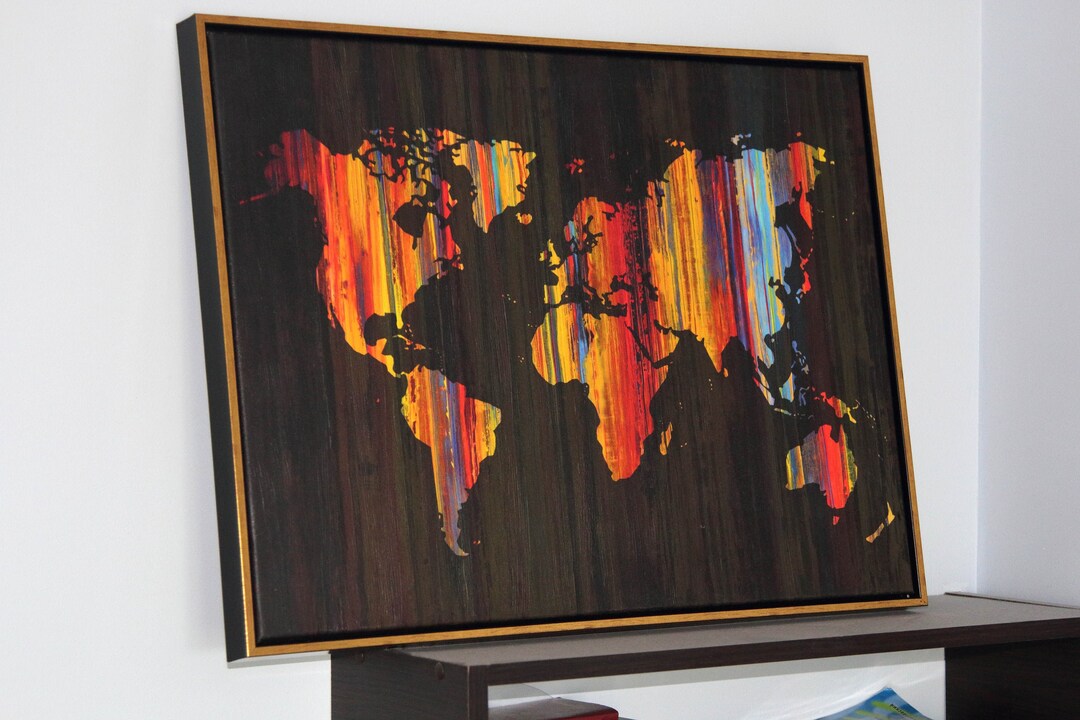 Colorful World Map, Print Art Poster, Modern Wall Decor, Abstract ...