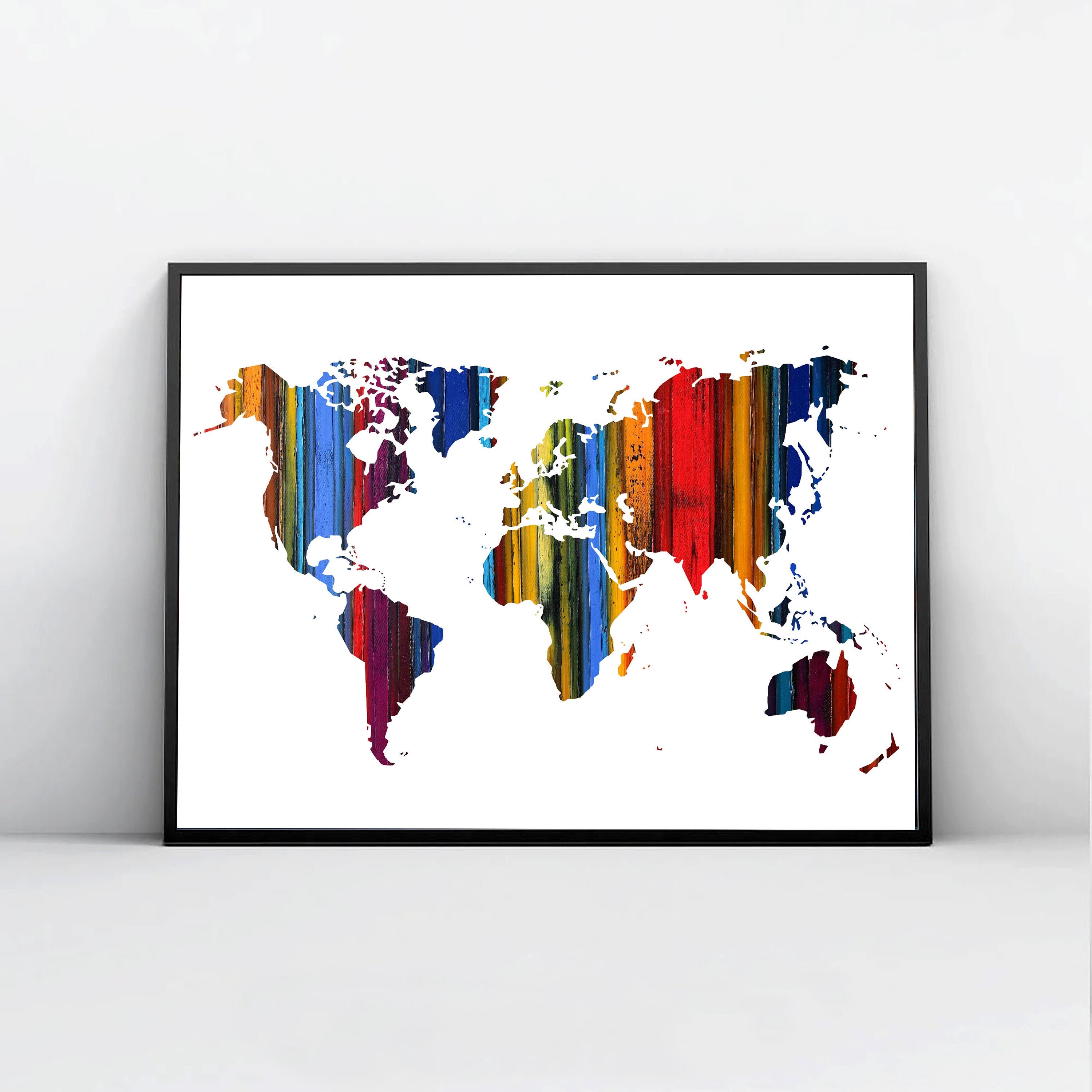 Colorful World Map Art Print: Travel Decor (digital Download) - Etsy