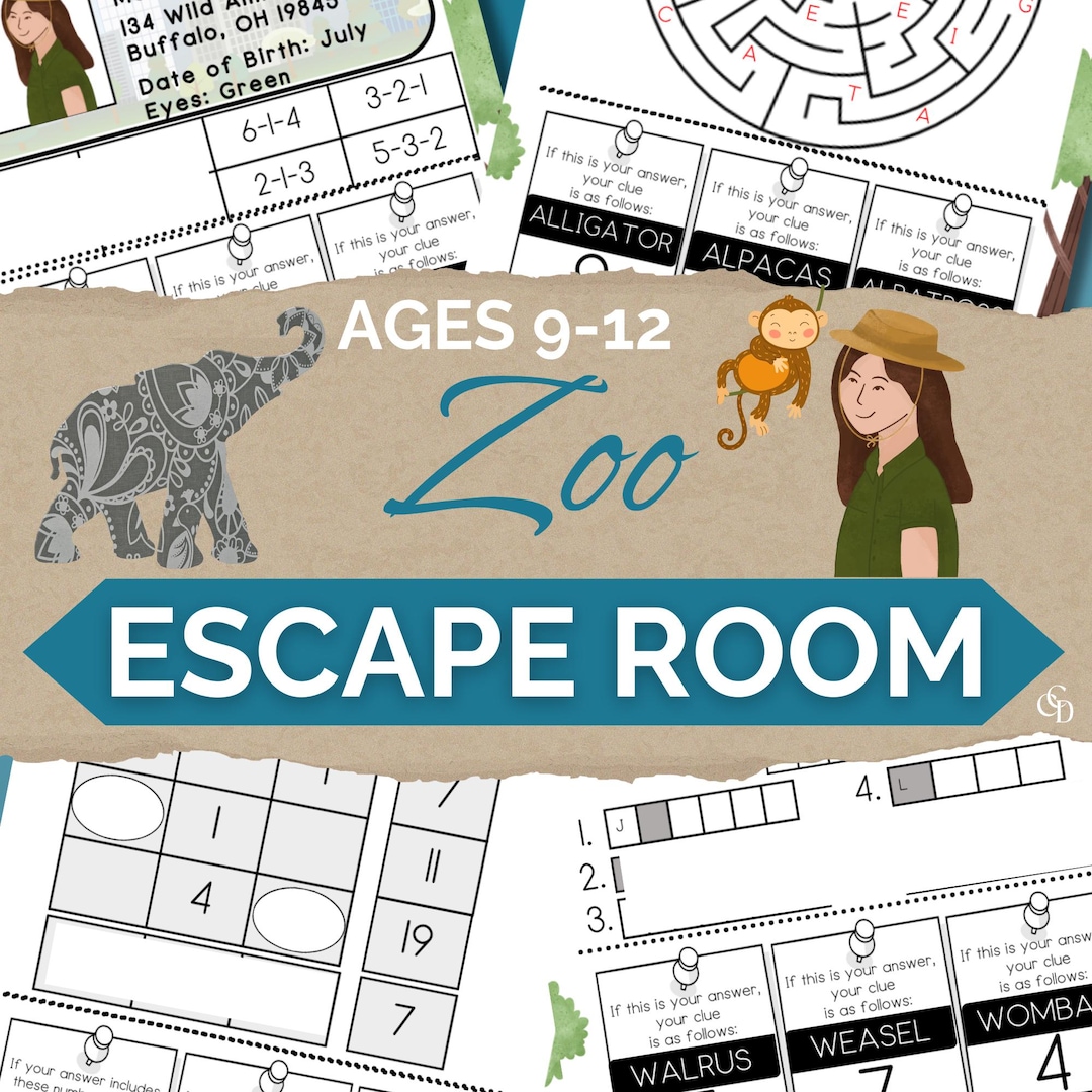 Zoo Escape Rooms for Kids, Printable Party Game, Mystery Puzzle Game ...