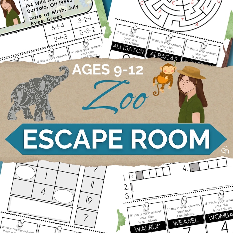 Zoo Escape Rooms for Kids, Printable Party Game, Mystery Puzzle Game ...
