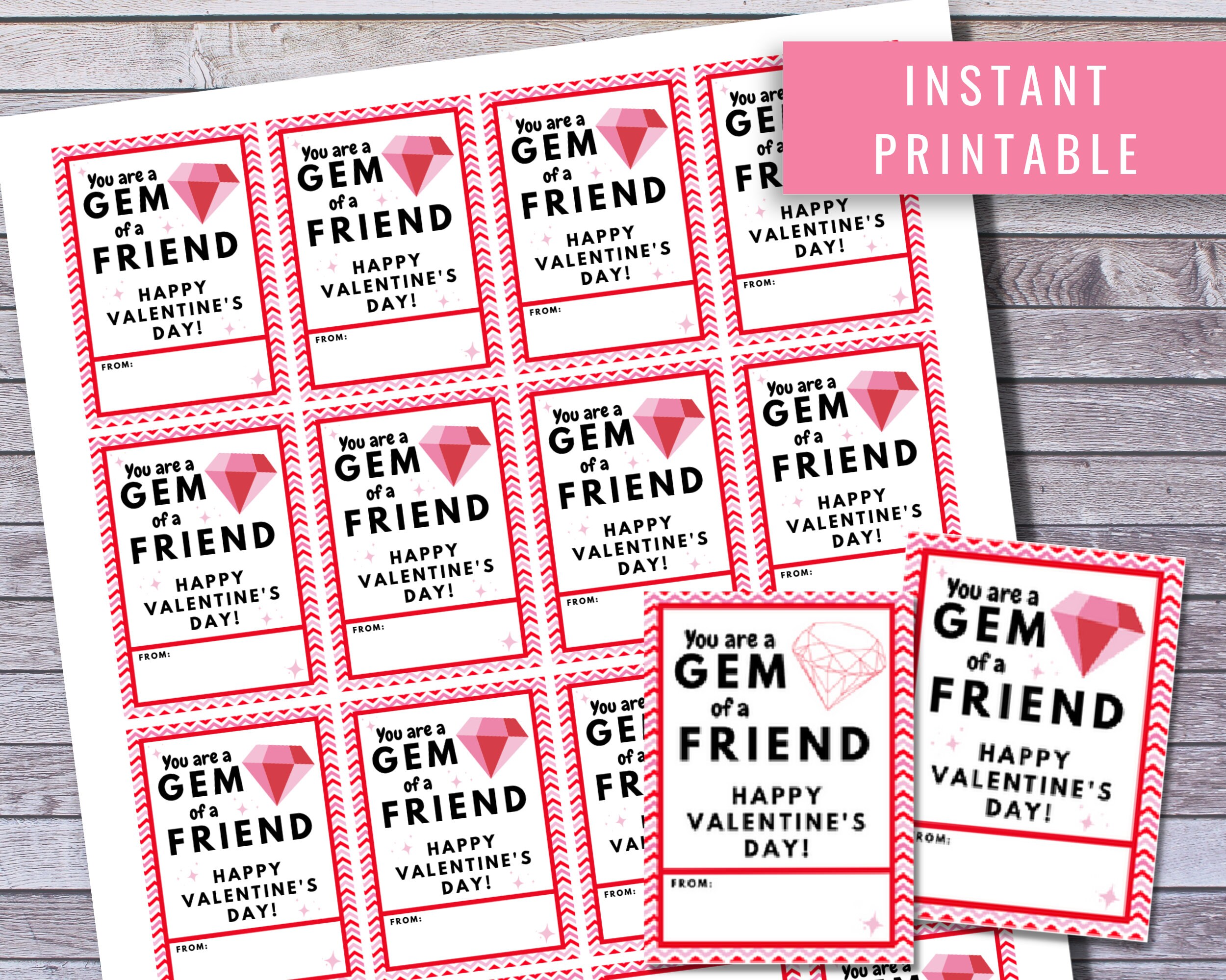 Editable Gem Valentine Printable, Valentine Treats, Classroom ...