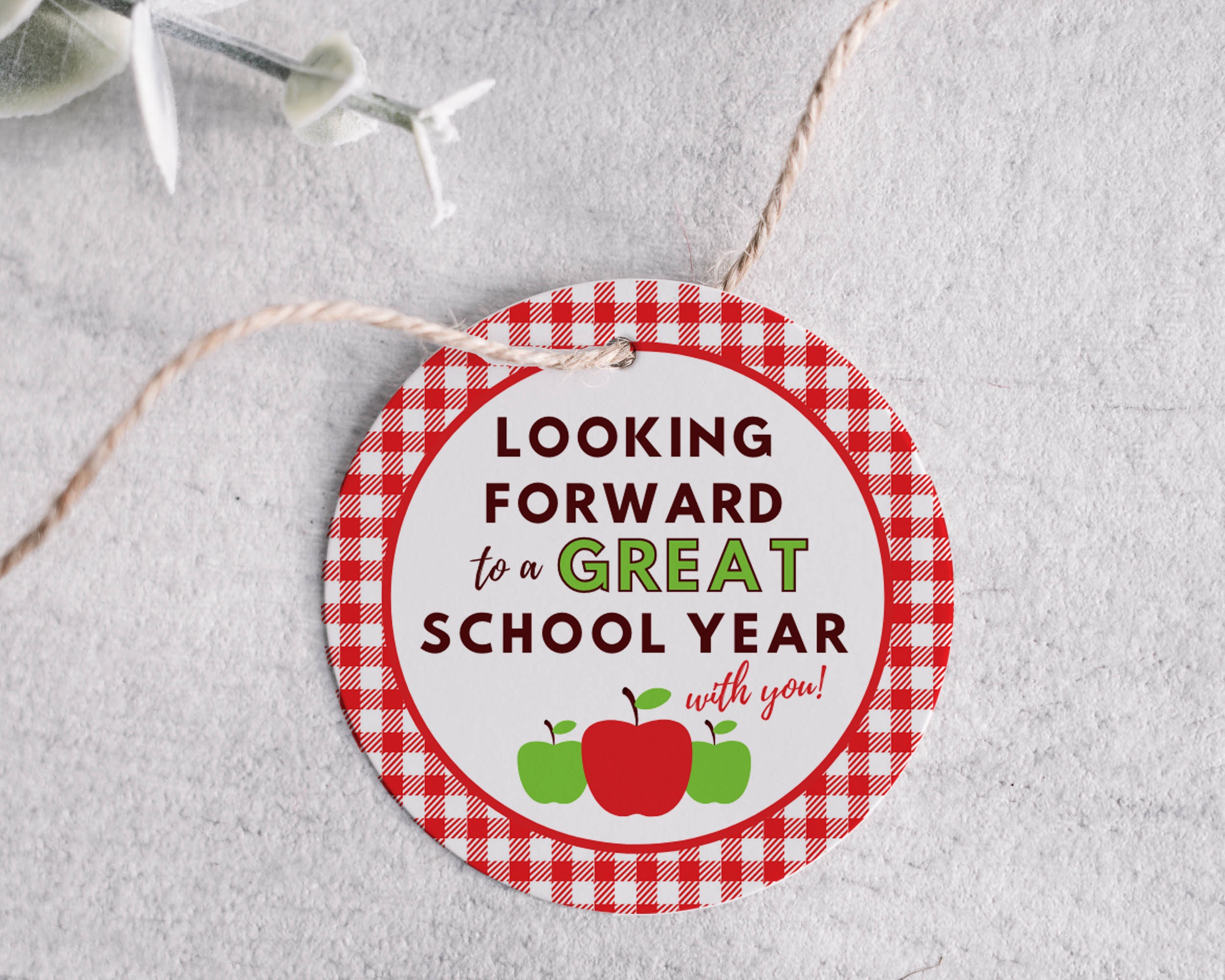 Looking Forward to a Great Year Apple Gift Tag Red Gingham - Etsy
