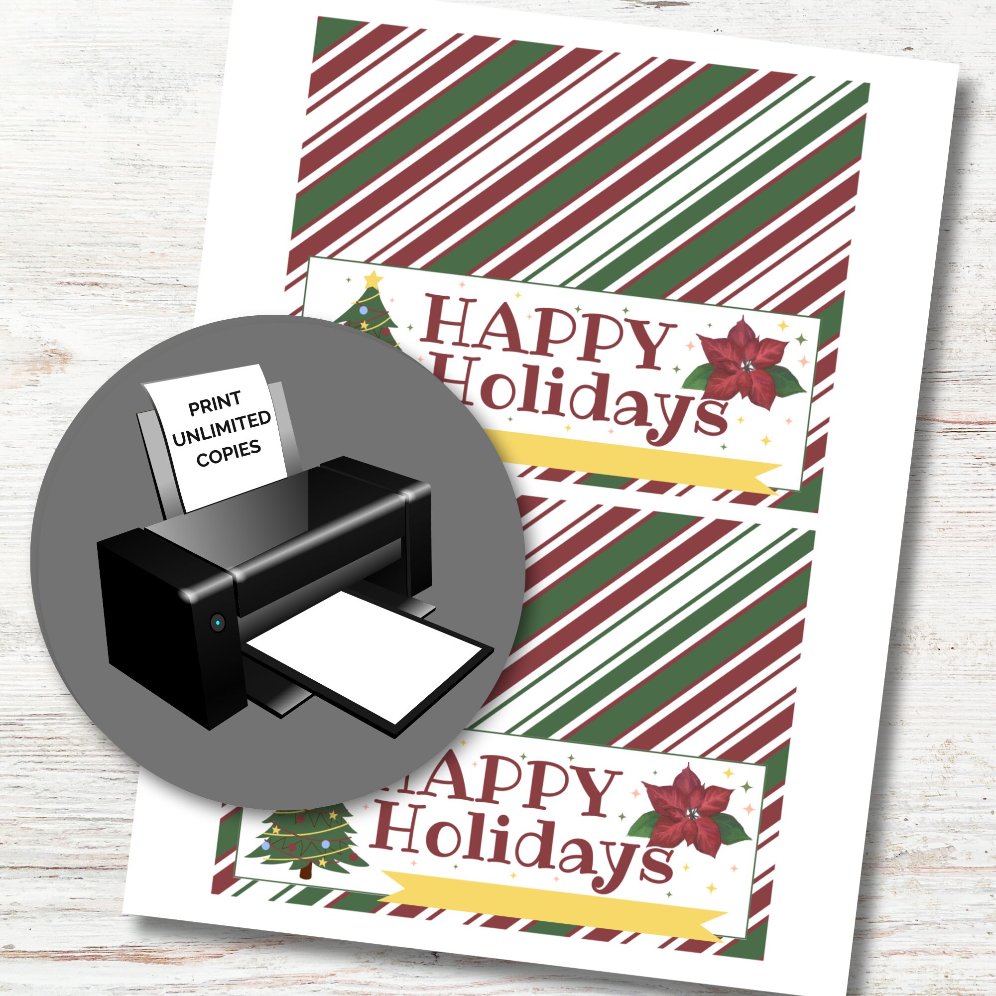 PRINTABLE Happy Holidays Bag Topper, Christmas Treat Bag Topper ...