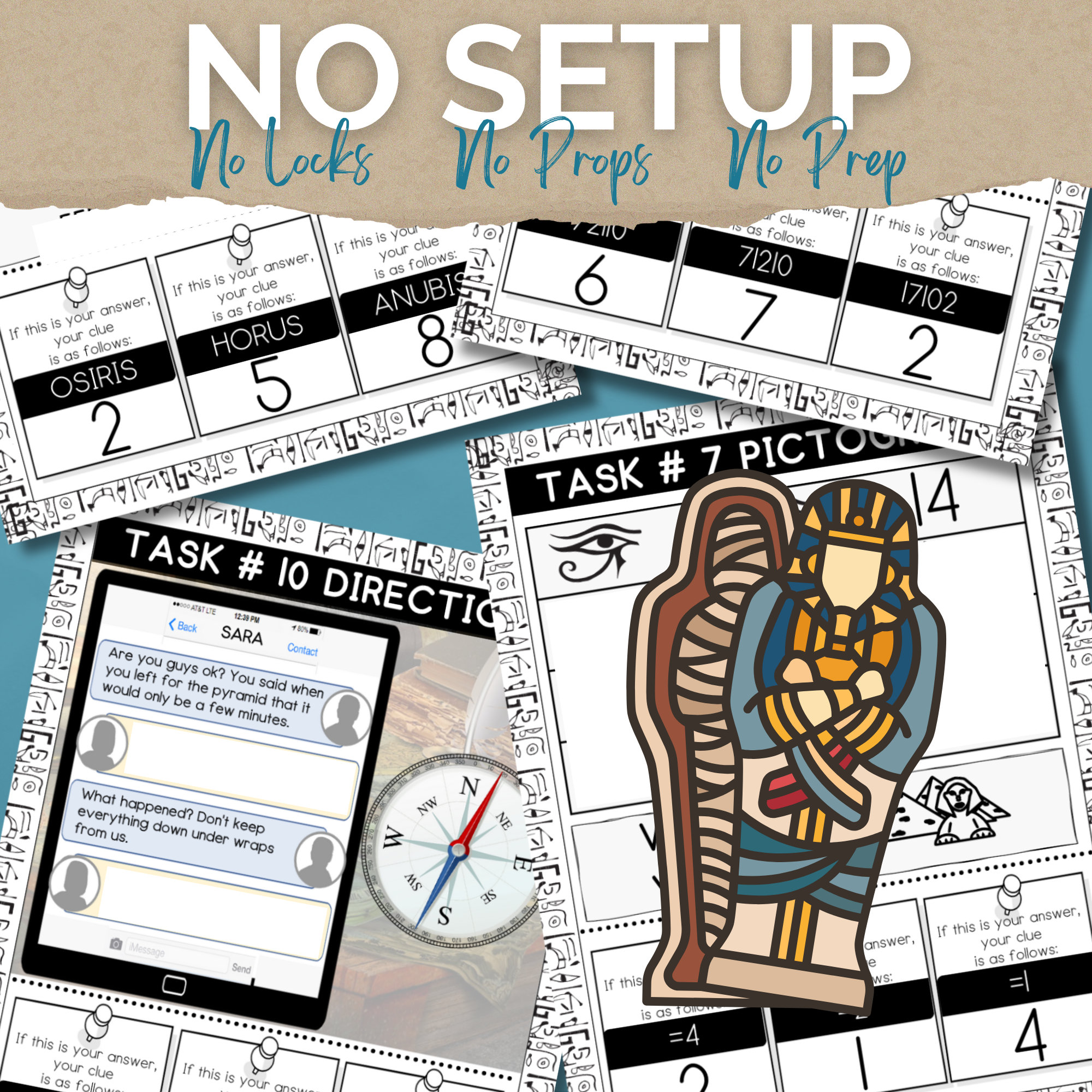 Mummy Tomb Escape Rooms for Kids, Printable Party Game, HALLOWEEN Theme ...
