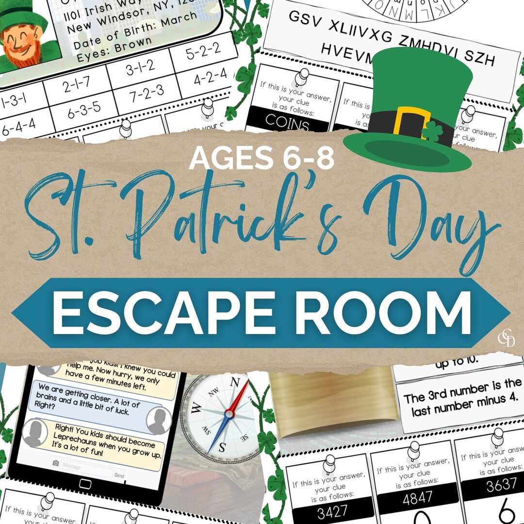 St. Patrick's Day Escape Rooms for Kids, Printable Party Game, Mystery ...
