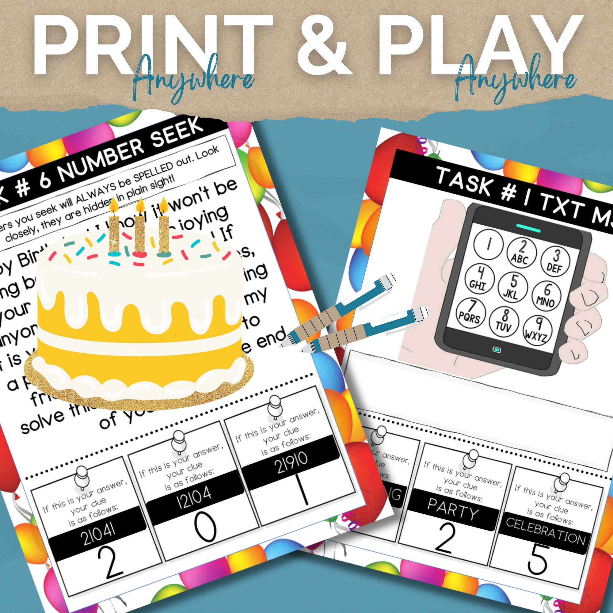 Birthday Escape Rooms for Kids, Printable Party Game, BIRTHDAY Theme ...