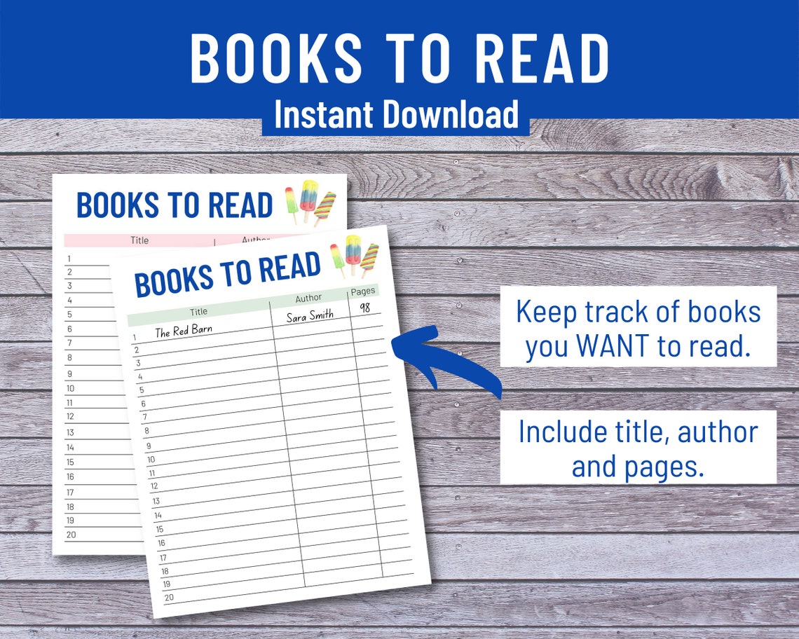 Summer Reading Log Summer Reading Chart Summer Reading - Etsy