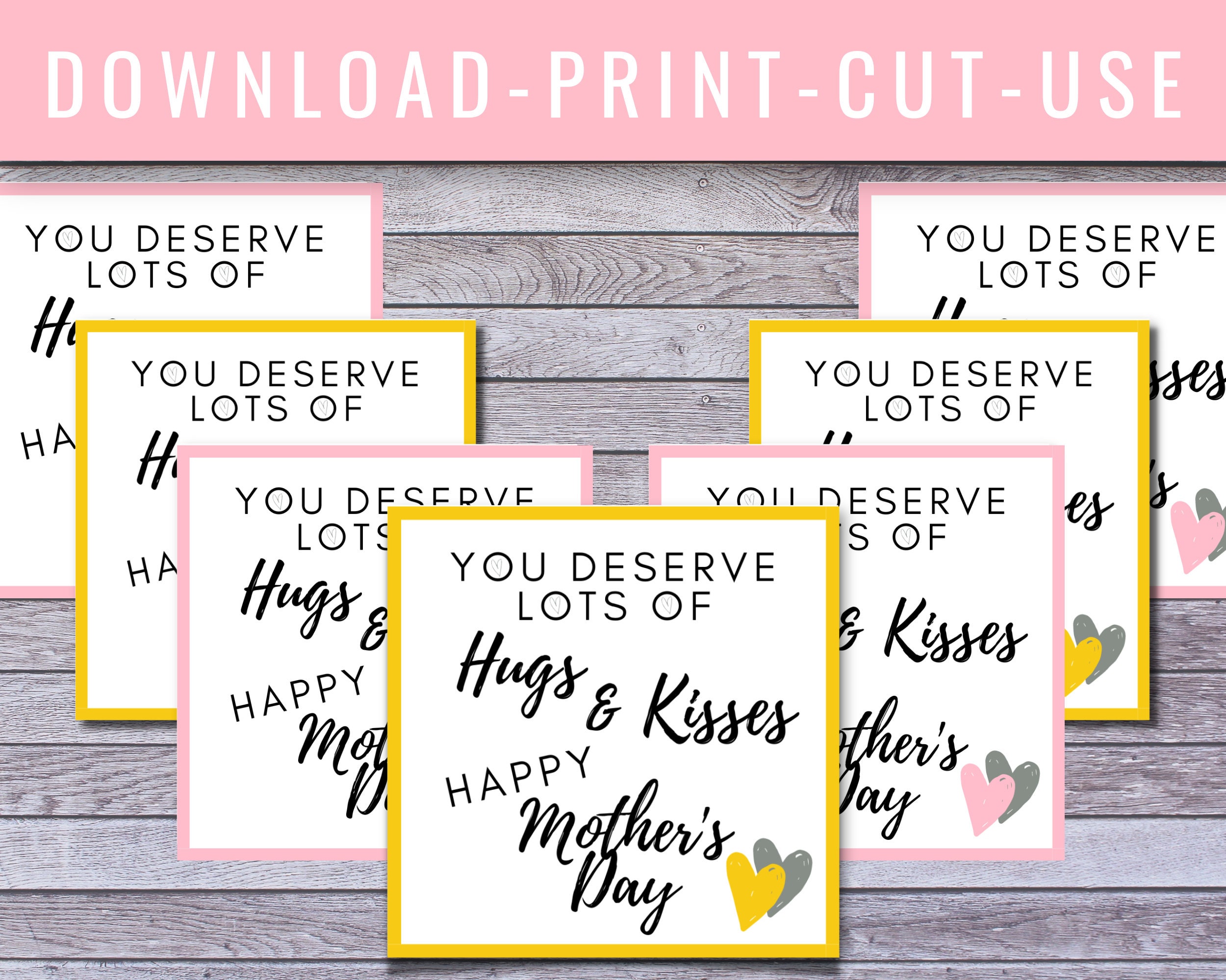 Sweet Hugs and Kisses Printable Gift Tag for Mom Mothers Day Tag Gift ...