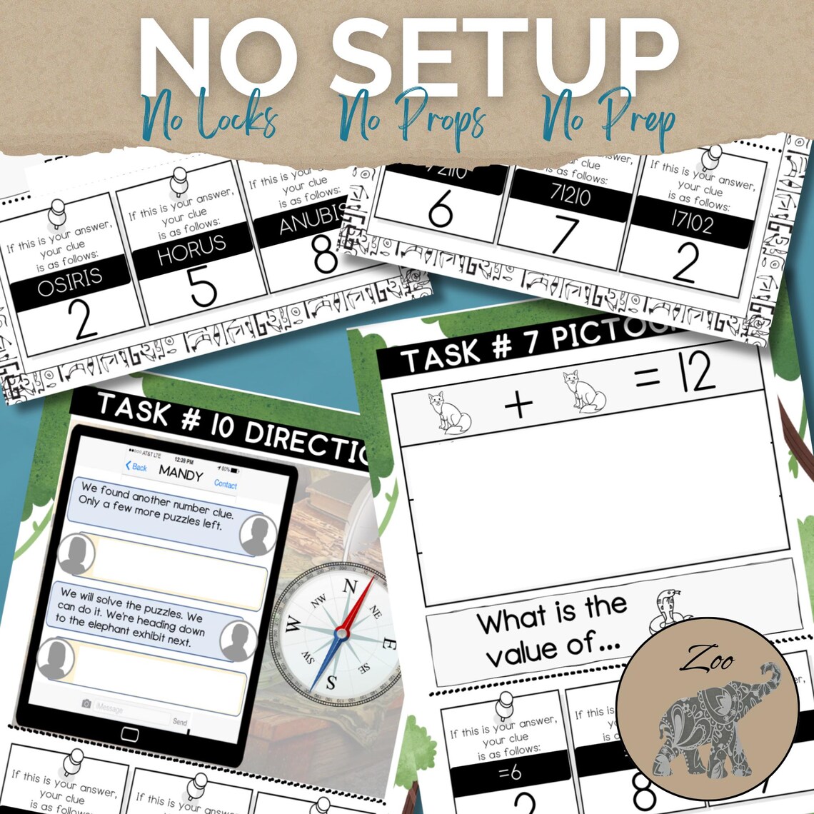 Zoo Escape Rooms for Kids, Printable Party Game, Mystery Puzzle Game ...