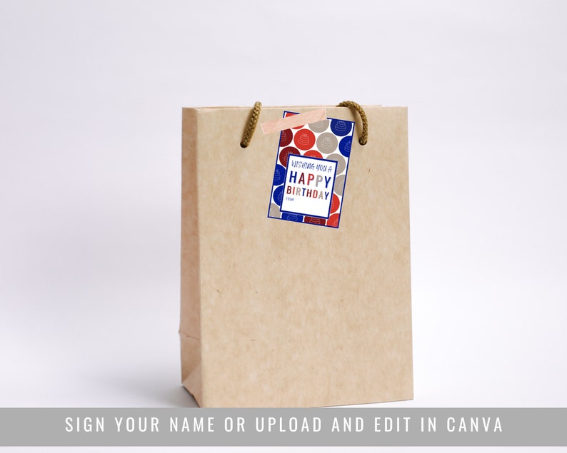 Happy Birthday Printable Gift Tag, Gift Wrapping Tag Printable, Printed ...
