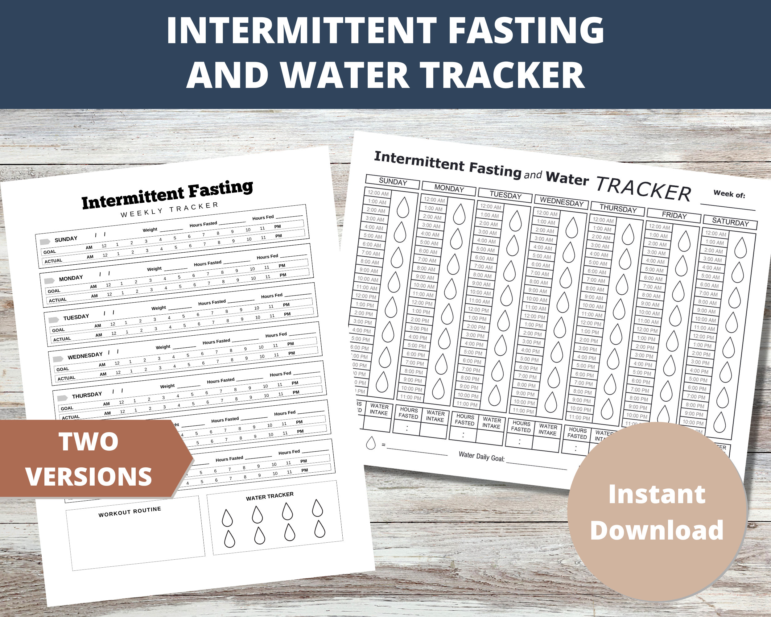 Intermittent Fasting Tracker Water Tracker Weekly Fasting Tracker ...