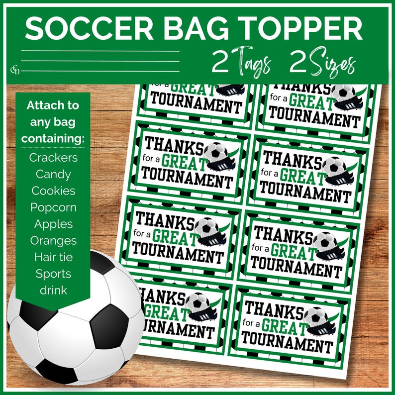 Soccer Printable Favor Tags for Game Days! Soccer Snack Bag Topper ...
