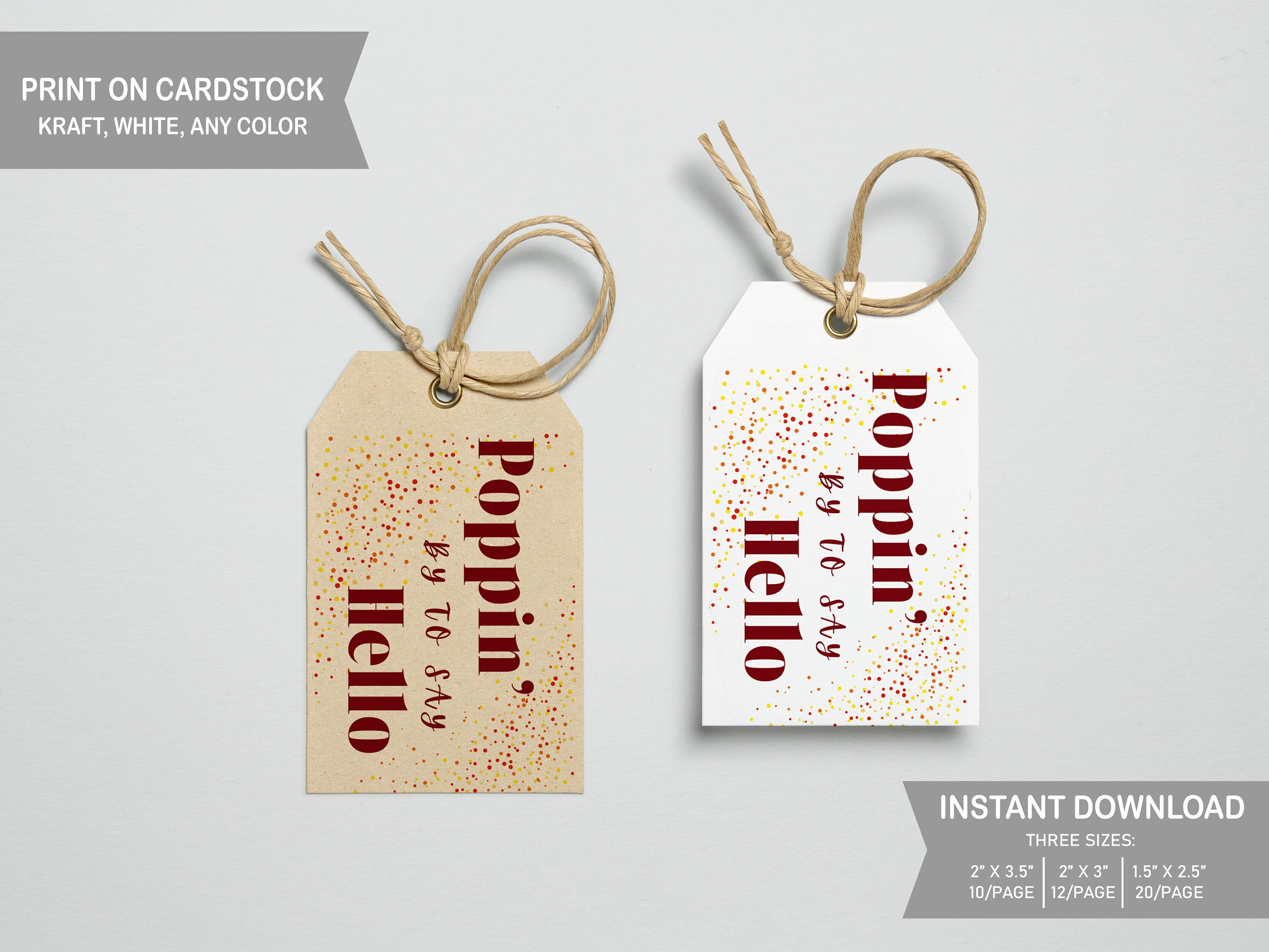 Buy Poppin' by to Say Hello Gift Tag Thinking of You Printable Tag ...