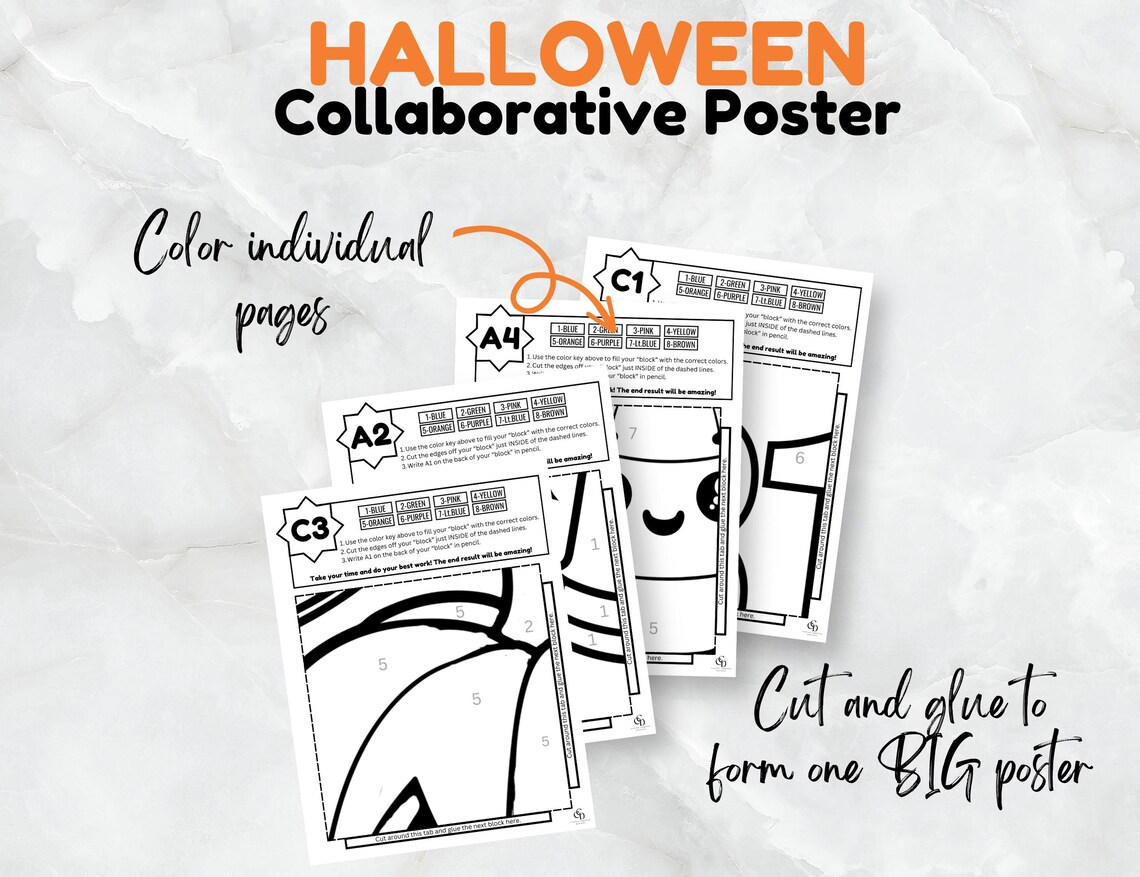 Halloween Collaborative Poster for Kids, Printable Party Game, Bulletin ...