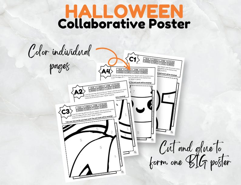 Halloween Collaborative Poster for Kids, Printable Party Game, Bulletin ...