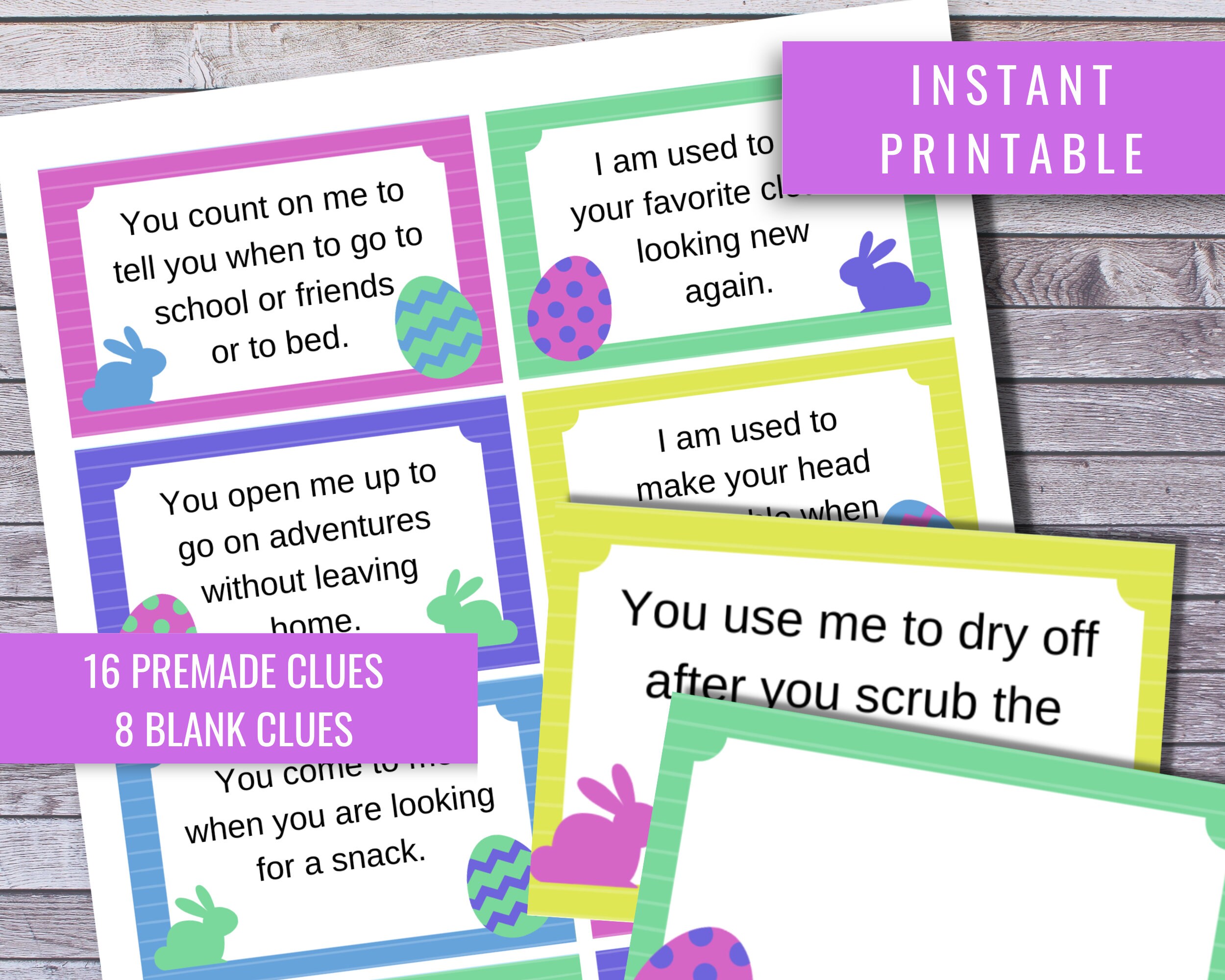 Easter Printable Indoor Scavenger Hunt, Easter Egg Clue Cards for Kids ...