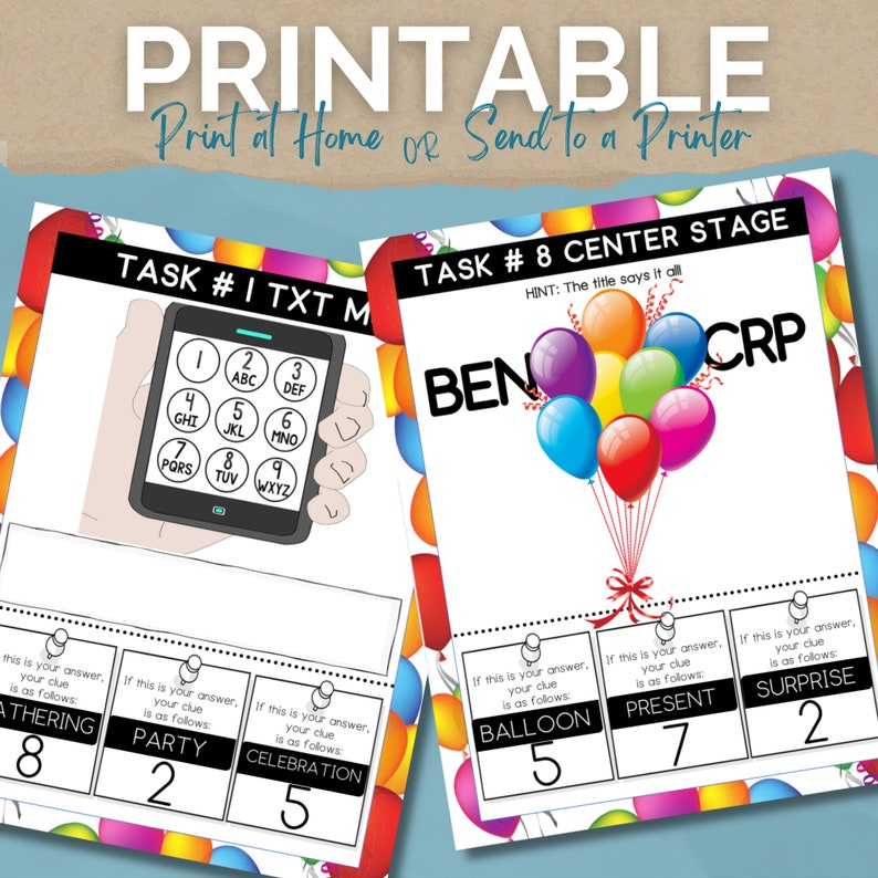 Birthday Escape Rooms for Kids, Printable Party Game, BIRTHDAY Theme ...