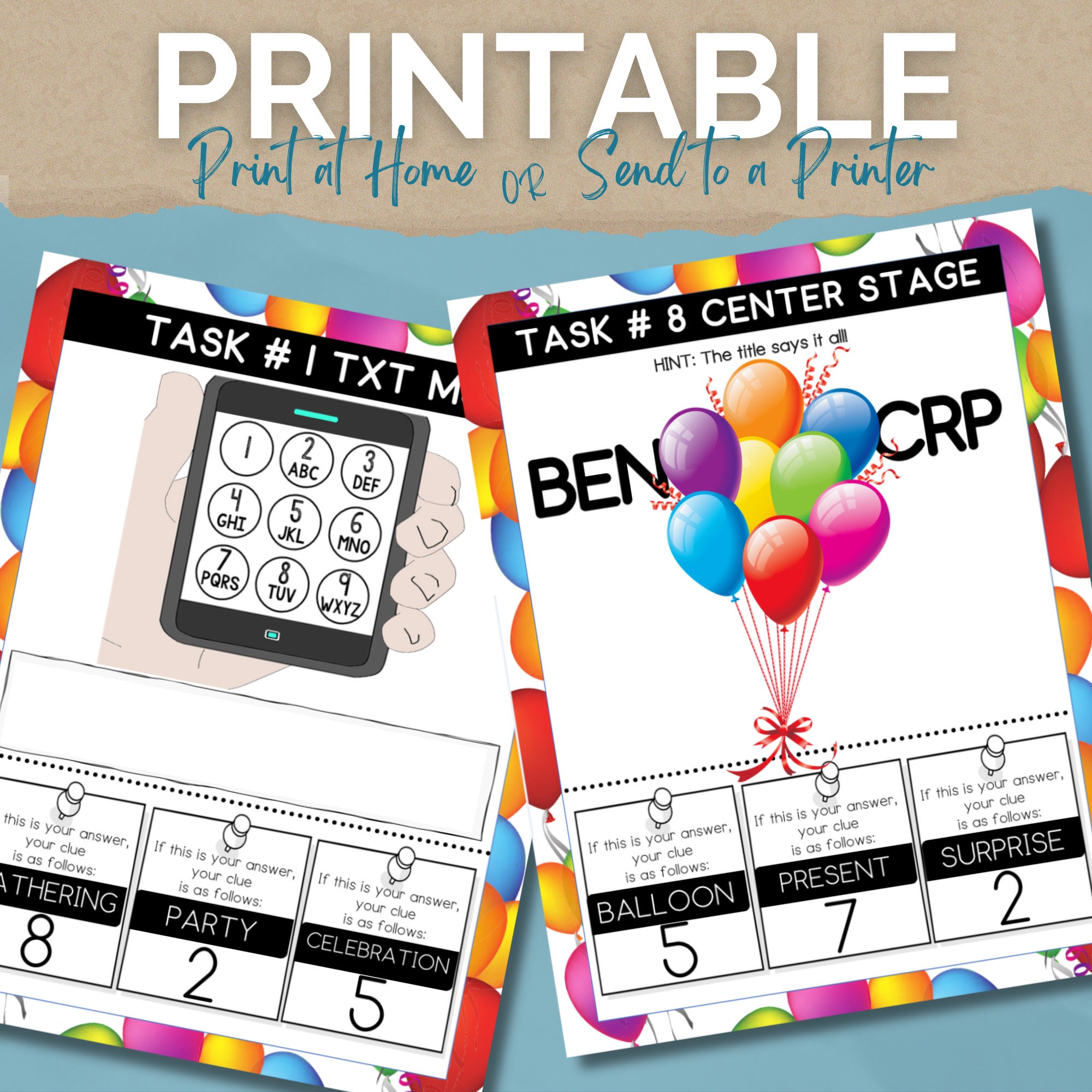 Birthday Escape Rooms for Kids, Printable Party Game, BIRTHDAY Theme ...