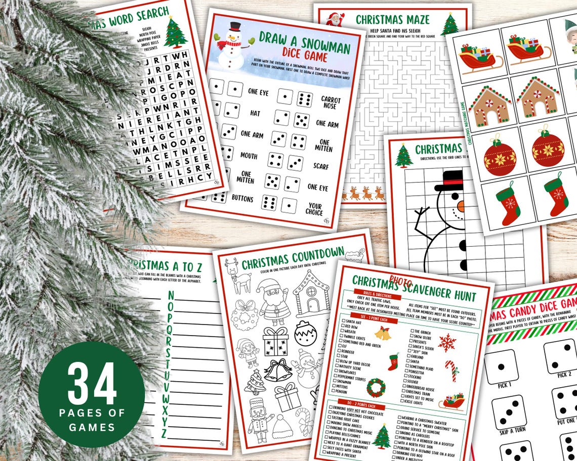 Printable Christmas Scavenger Hunt, Game Bundle, Christmas Party Games ...