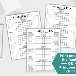 Summer Fun Calendar, Printable Summer Bucket List, Summer Activities ...