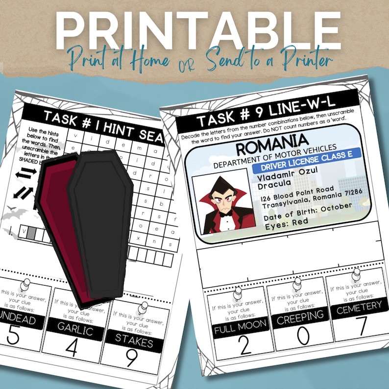 Vampire Escape Rooms for Kids, Printable Party Game, HALLOWEEN Theme ...